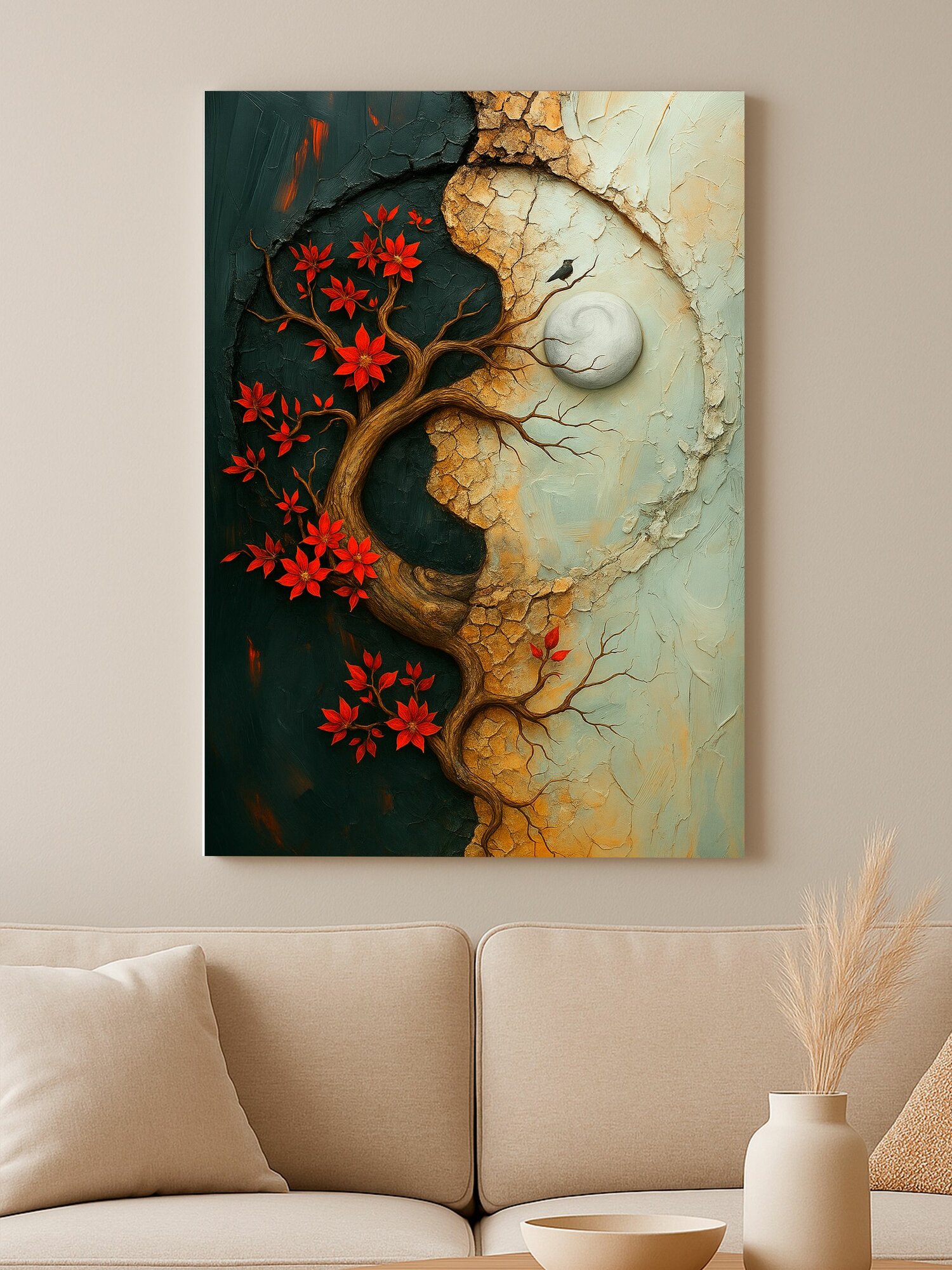 Картина для интерьера на холсте "Инь и Янь" 60х100 см