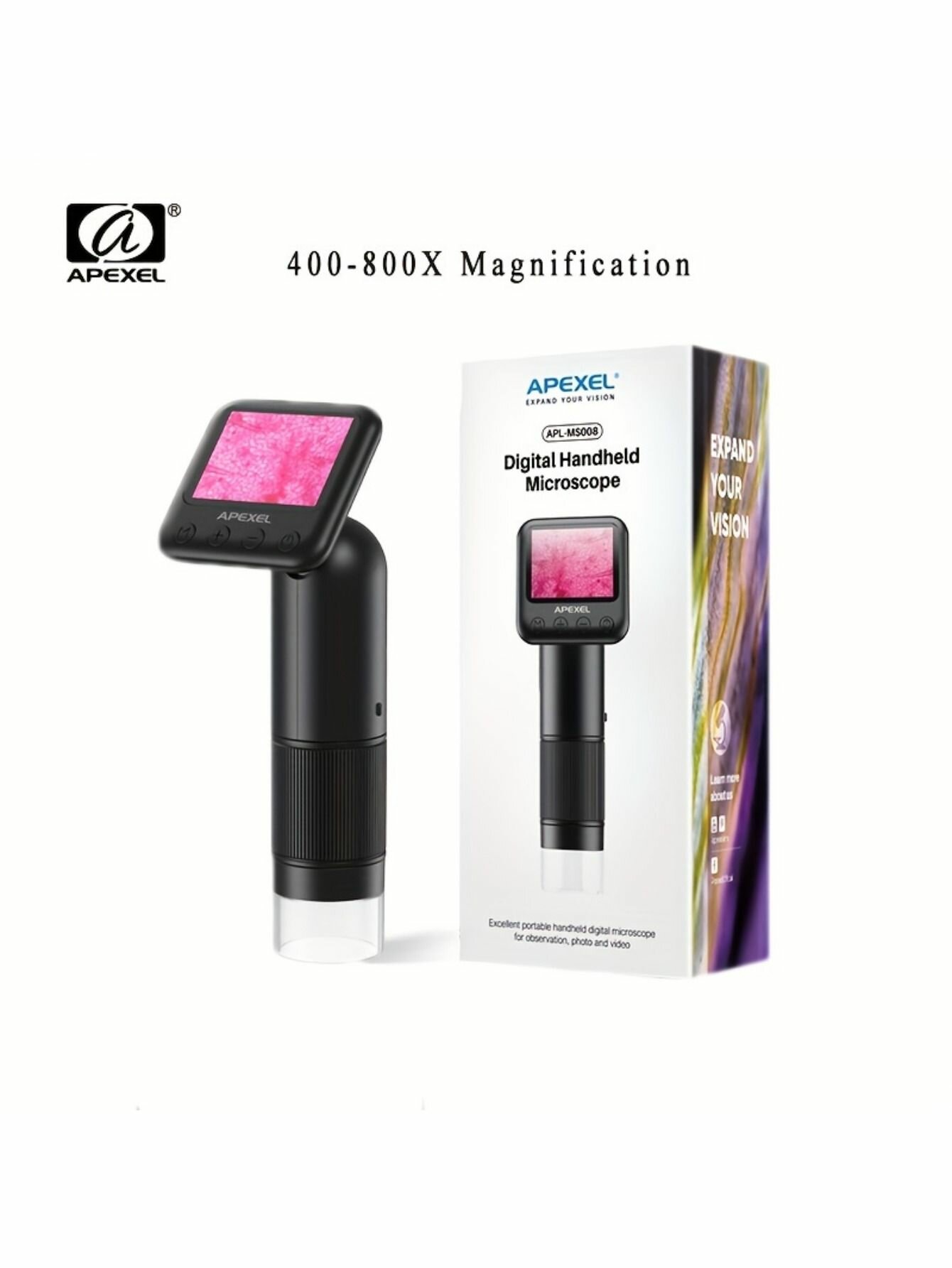 Цифровой микроскоп USB (400X-800X) ручной, портативный, с LED, поддерживает 4K/2D/3D, для монет