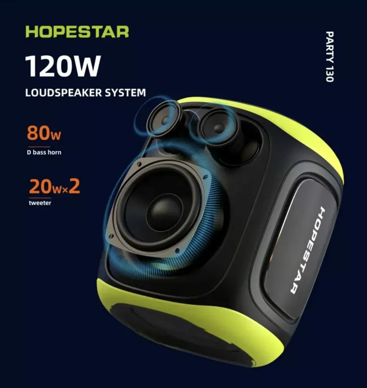 Портативная Bluetooth Колонка Hopestar Party 130 Черный (2 микрофона)
