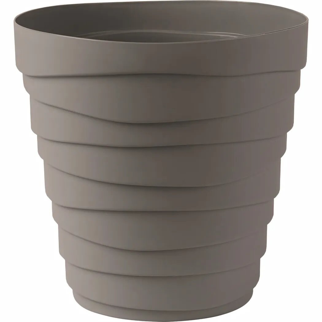 Кашпо пластиковое 3,5л, серый жемчуг, d-19,7см, легкое и удобное