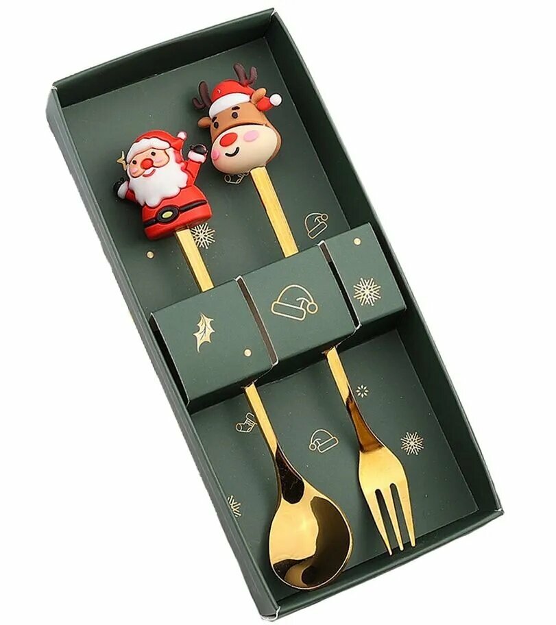 Набор десертных приборов 2 предм. золотой, красный