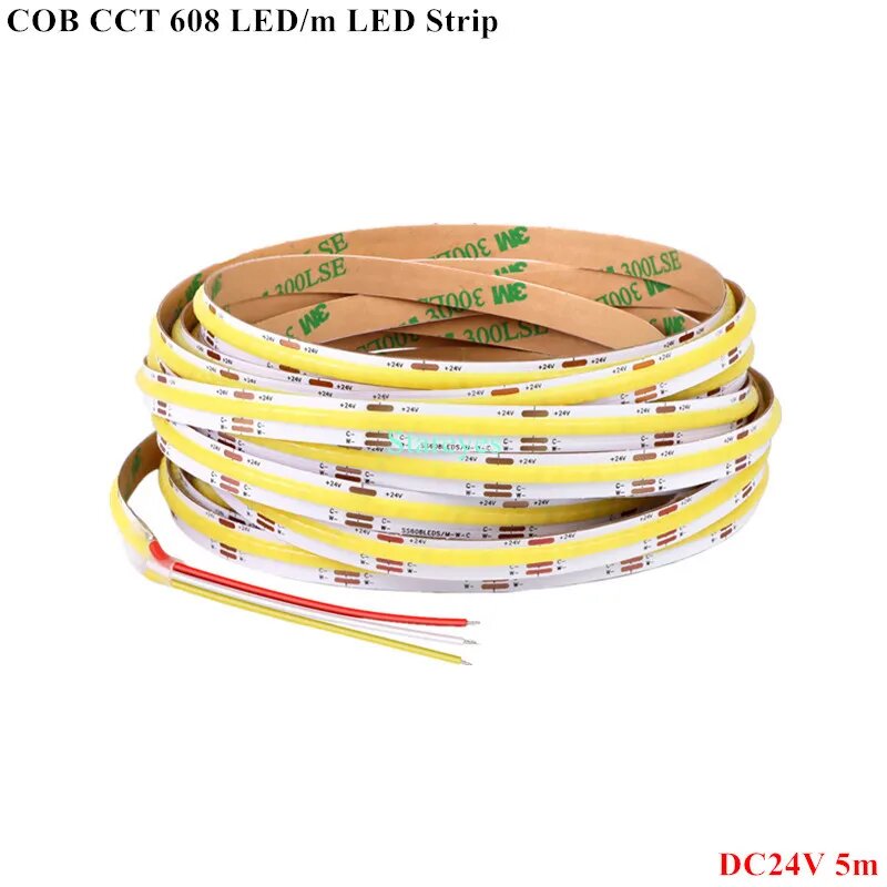 Стаreyes Светодиодная лента COB CCT 12В 5м/10м COB CCT DC24V 5m