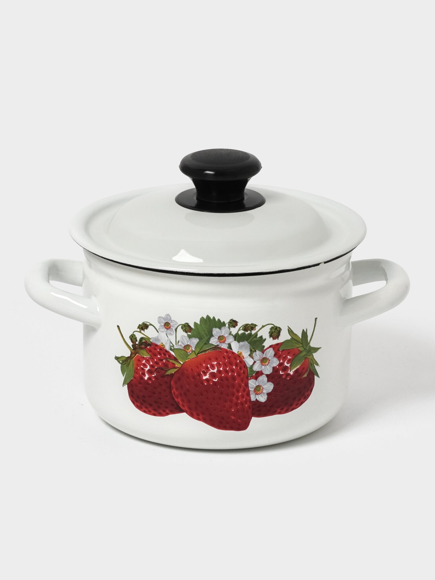 Кастрюля эмалированная, 2 л, с крышкой, цилиндрическая, белая