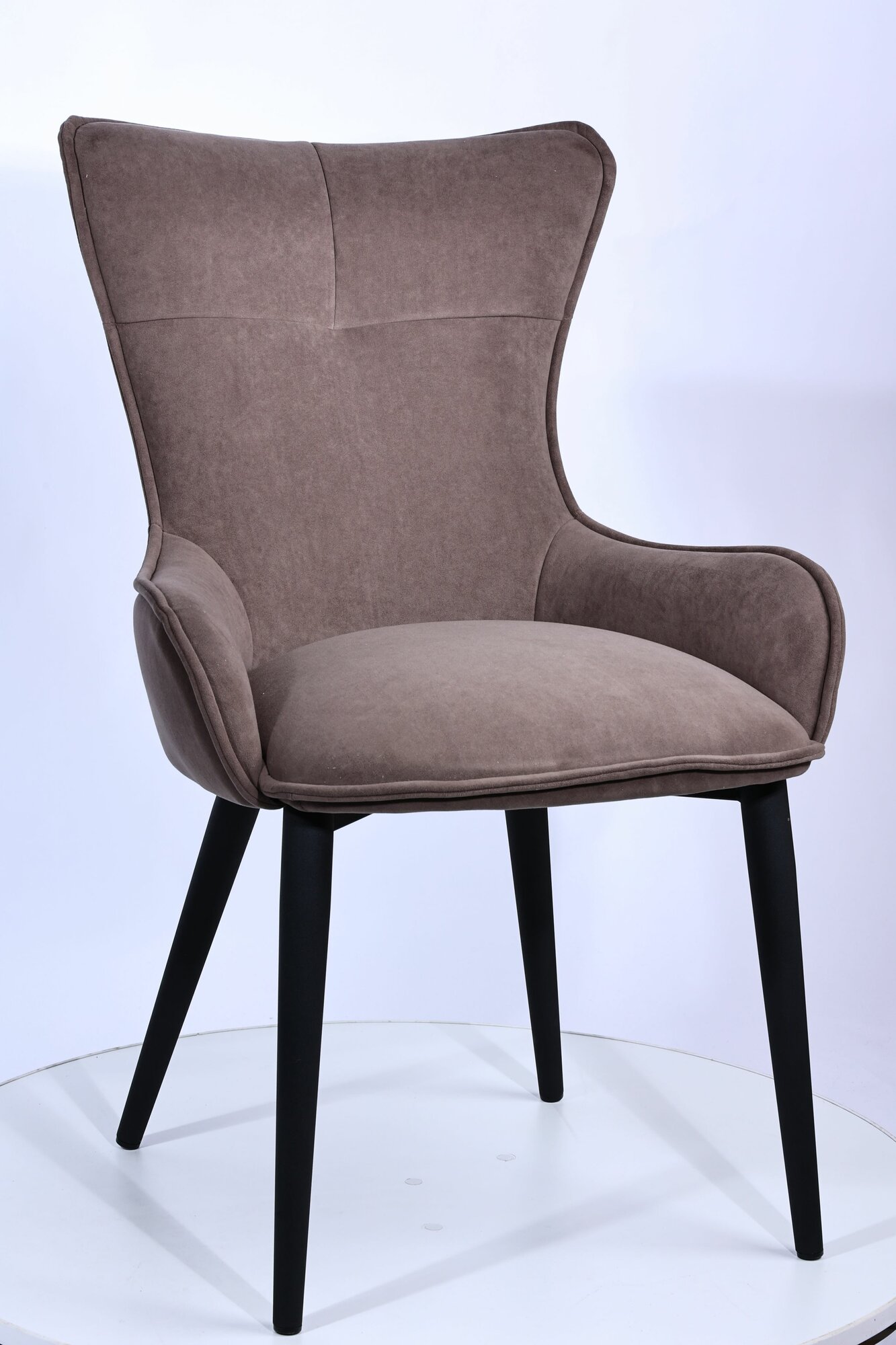 Стул кресло Лео, микровелюр, черные ножки, цвет кофе