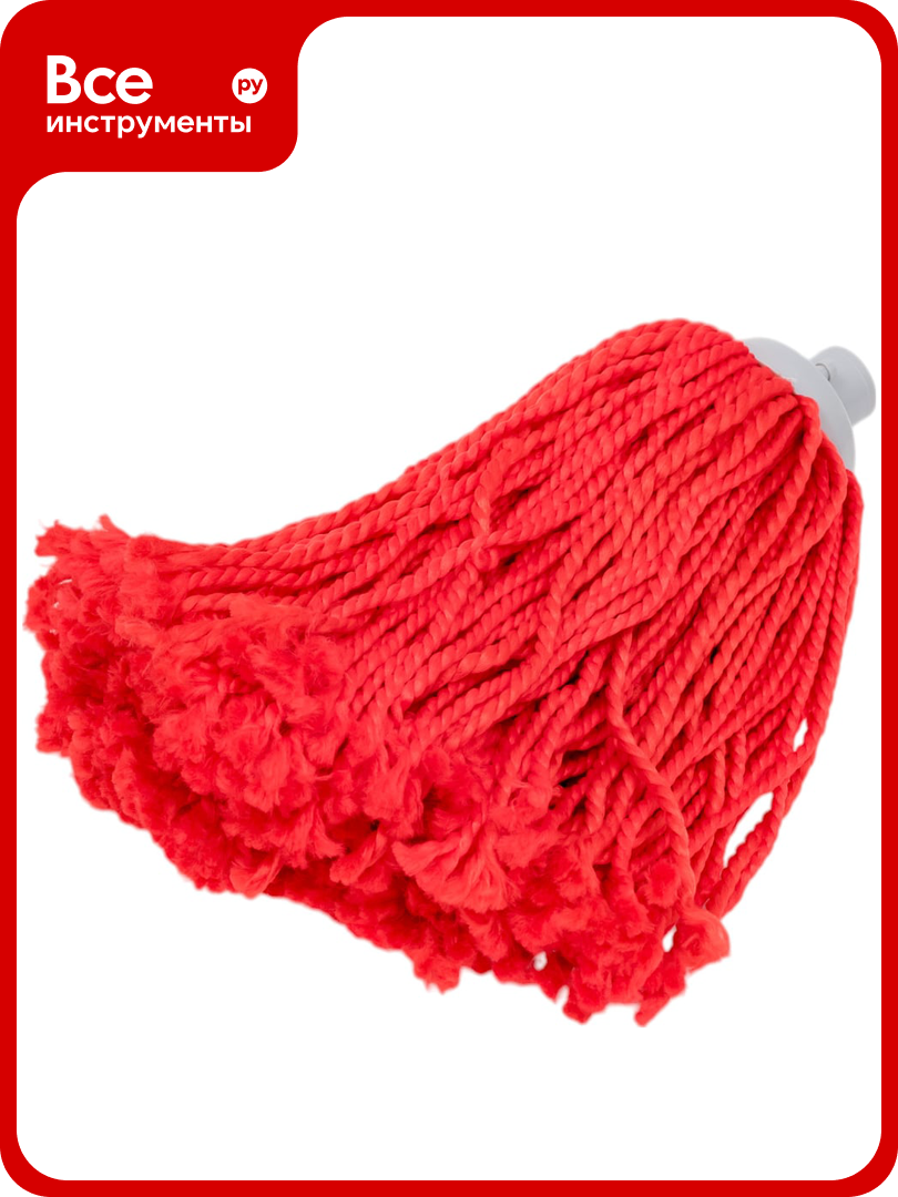 МОП веревочный резьбовой A-VM микрофибра, красный, форма алабама, резьбовое крепление для пола