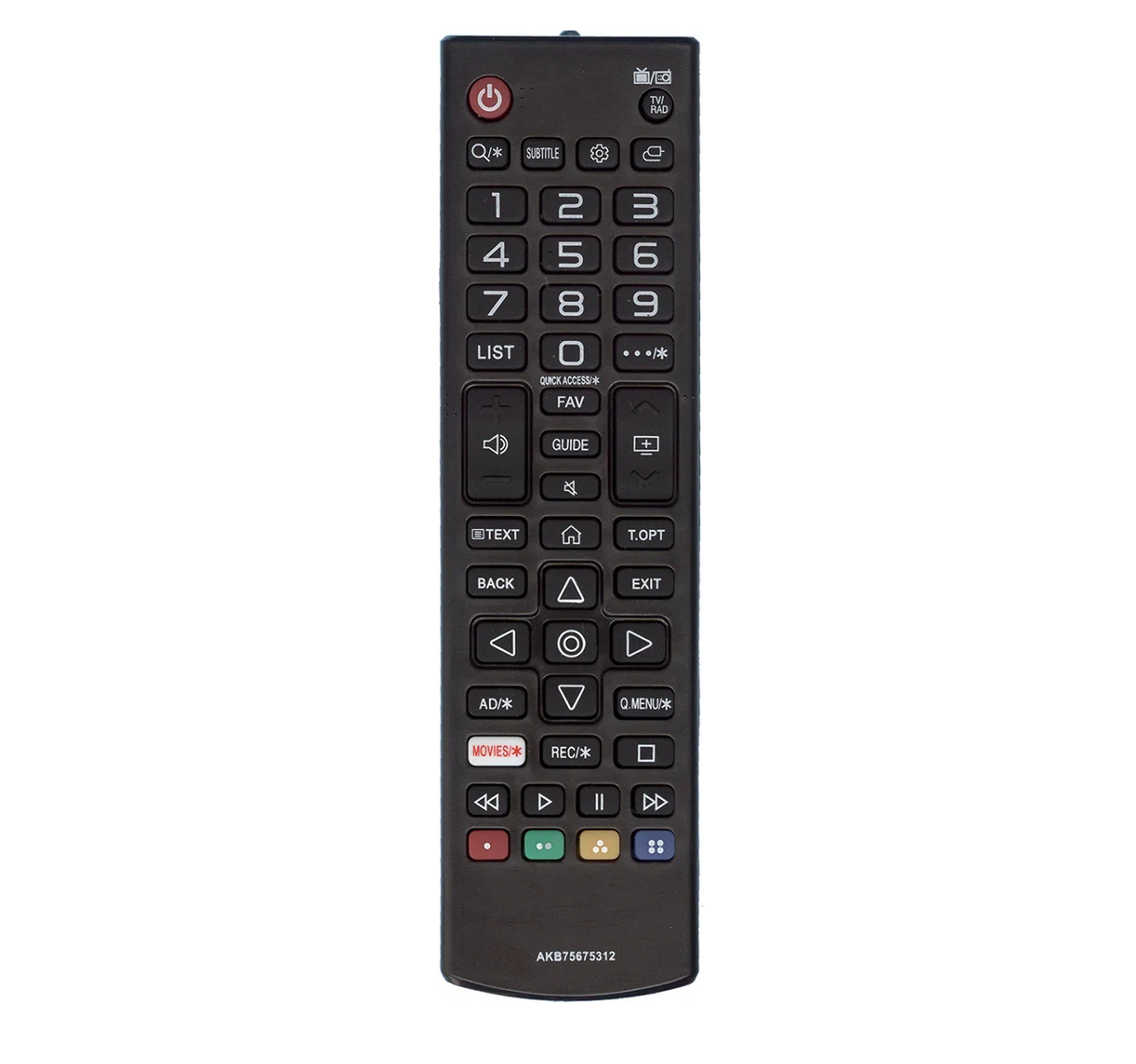 Пульт Huayu AKB75675312 MOVIES, для телевизора, LG, цвет чёрный, ИК-сигнал