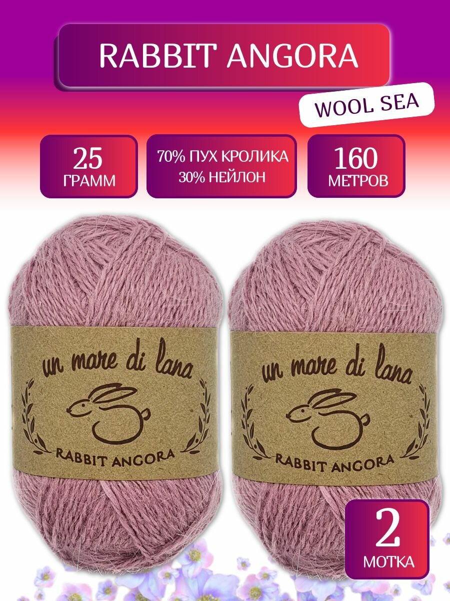 Пряжа Раббит Ангора Вул Си, Rabbit Angora Wool Sea (333), 25г, 160м, 70% пух кролика, 30% нейлон (2 шт.)