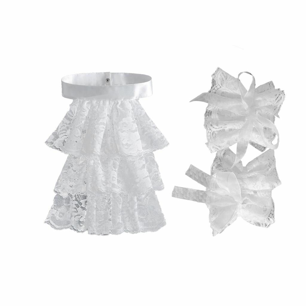 Рюшный жабо с манжетами, - Кружевной стиль