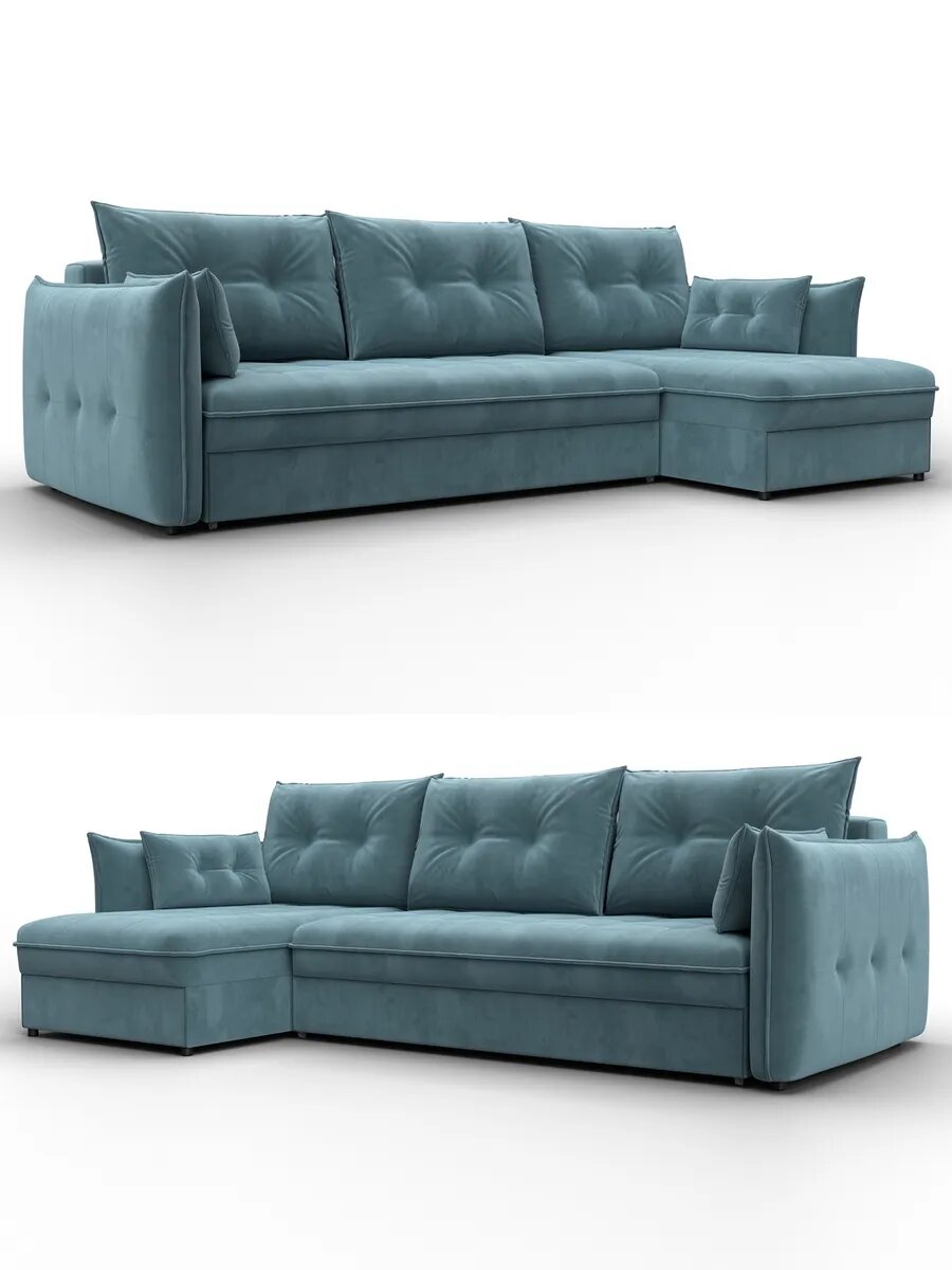 Диван угловой Стайл, 270x94x163 см, угол универсальный, с ящиком для белья, велюр