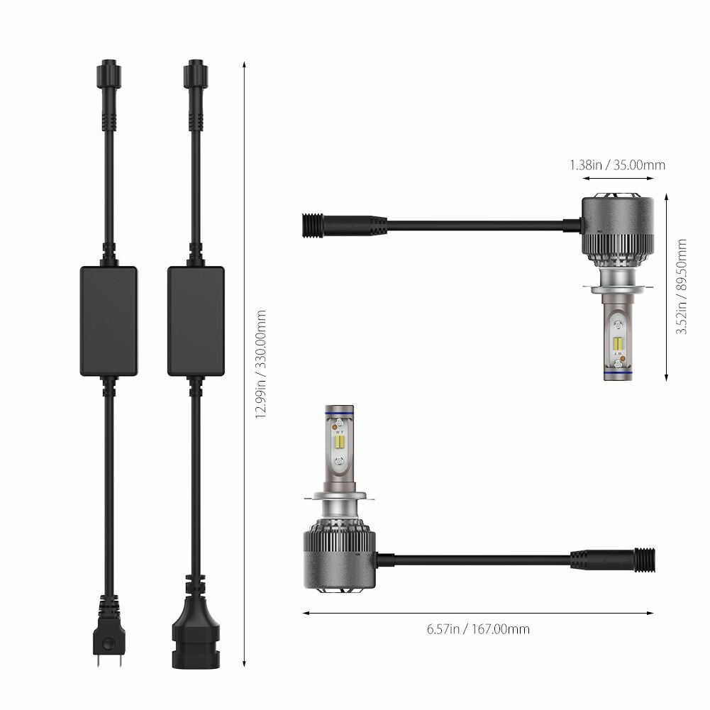 CACAGOO 2 штуки H7 автомобильные LED фары с двойной цветовой температурой, 60W, 7600LM, алюминий, водонепроницаемые, для большинства автомобилей
