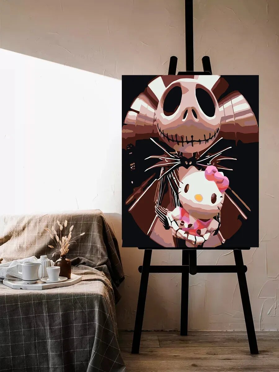 Картина по номерам Тусовные Хеллоу Китти Джек Скеллингтон