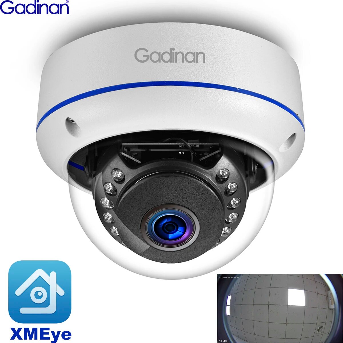Gadinan купольная камера видеонаблюдения 4K, DC 12V 8MP NO POE, 1.7mm lens