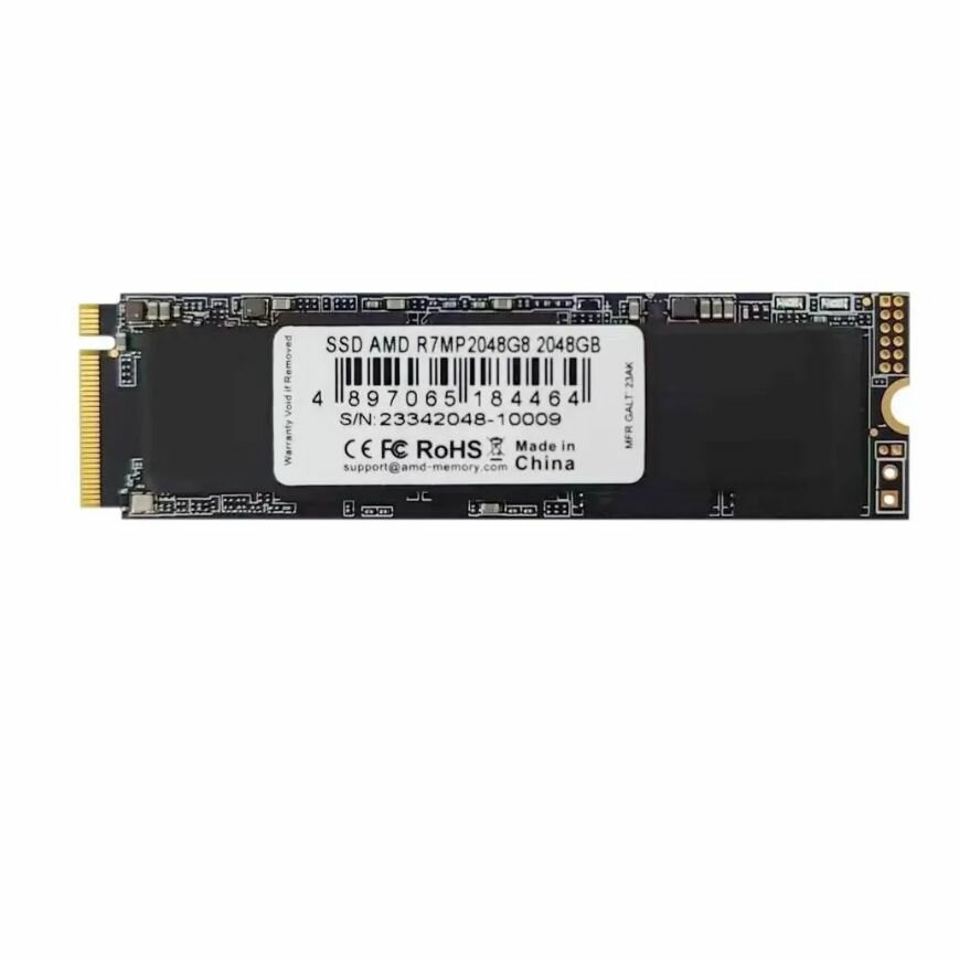2 ТБ SSD M.2 накопитель AMD R7MP2048G8 (R7MP2048G8) - PCI-E 4.0, чтение - 5100 Мбайт/с, запись - 4600 Мбайт/с, 3D NAND