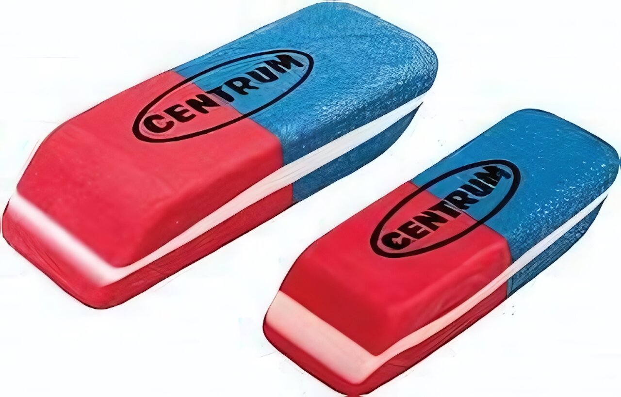 Ластик скошенный 50х20х10мм, красно-синий, синтетический каучук, цвет в ассортименте