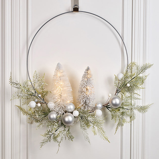 Венок с лампочками Fairy Wood 40 см, 30 теплых белых LED ламп, таймер, на батарейках, IP20, Kaemingk, 687547