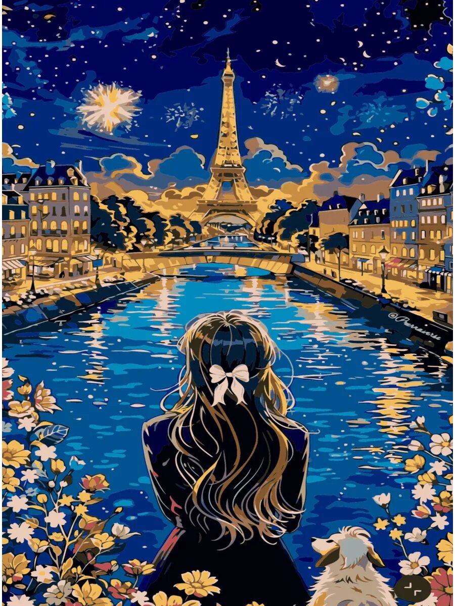 Картина по номерам девушка в париже