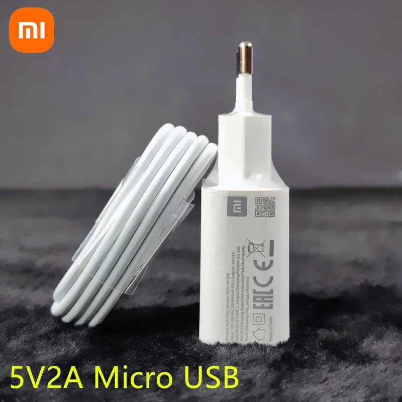 Зарядное устройство XIAO-MIJIA 10 Вт Φ 5V 2A EU адаптер Micro USB кабель для Redmi 7A 6A 4A 4X 5 5A 5 plus s2 Note 6 pro Mi a2 lite, new, 5V2A charge cable