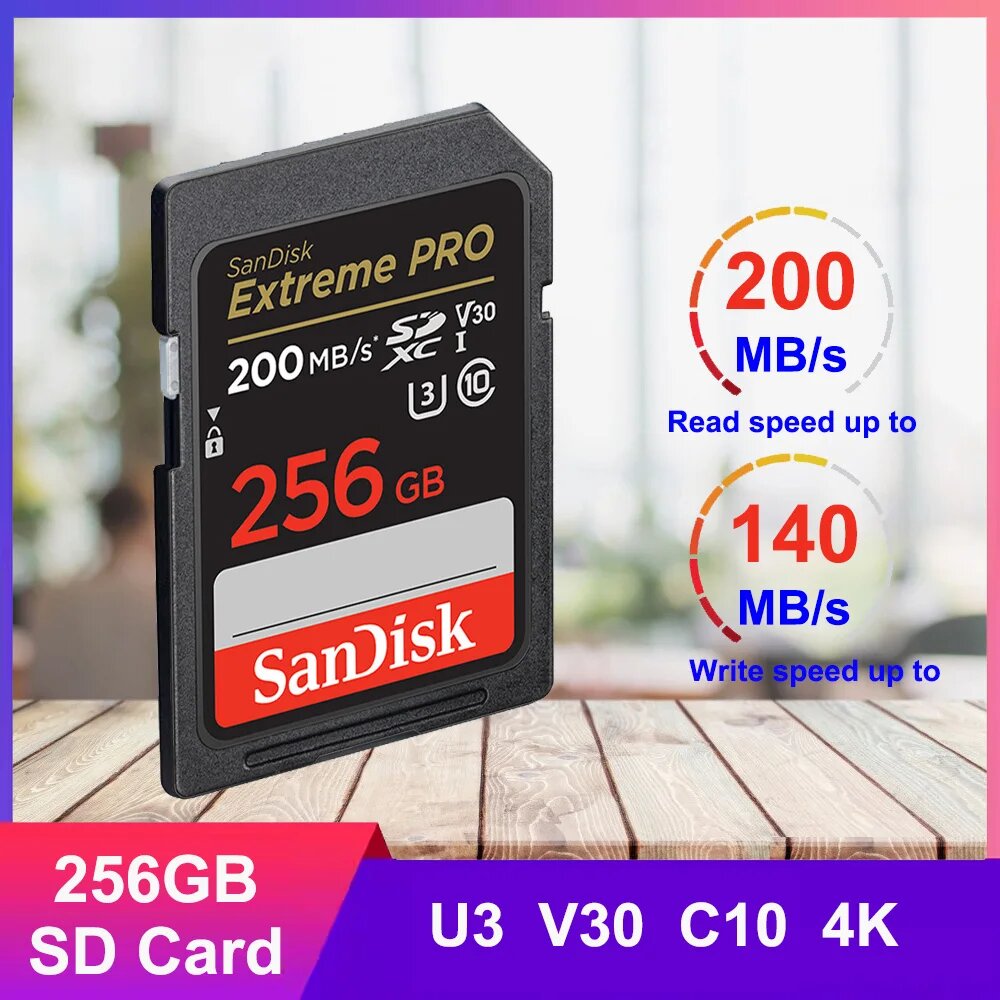 Карта Памяти SanDisk Ultra/Extreme SD 32 ГБ/64 ГБ/128 ГБ/256 ГБ SDHC/SDXC UHS-I Extreme PRO SD 256GB