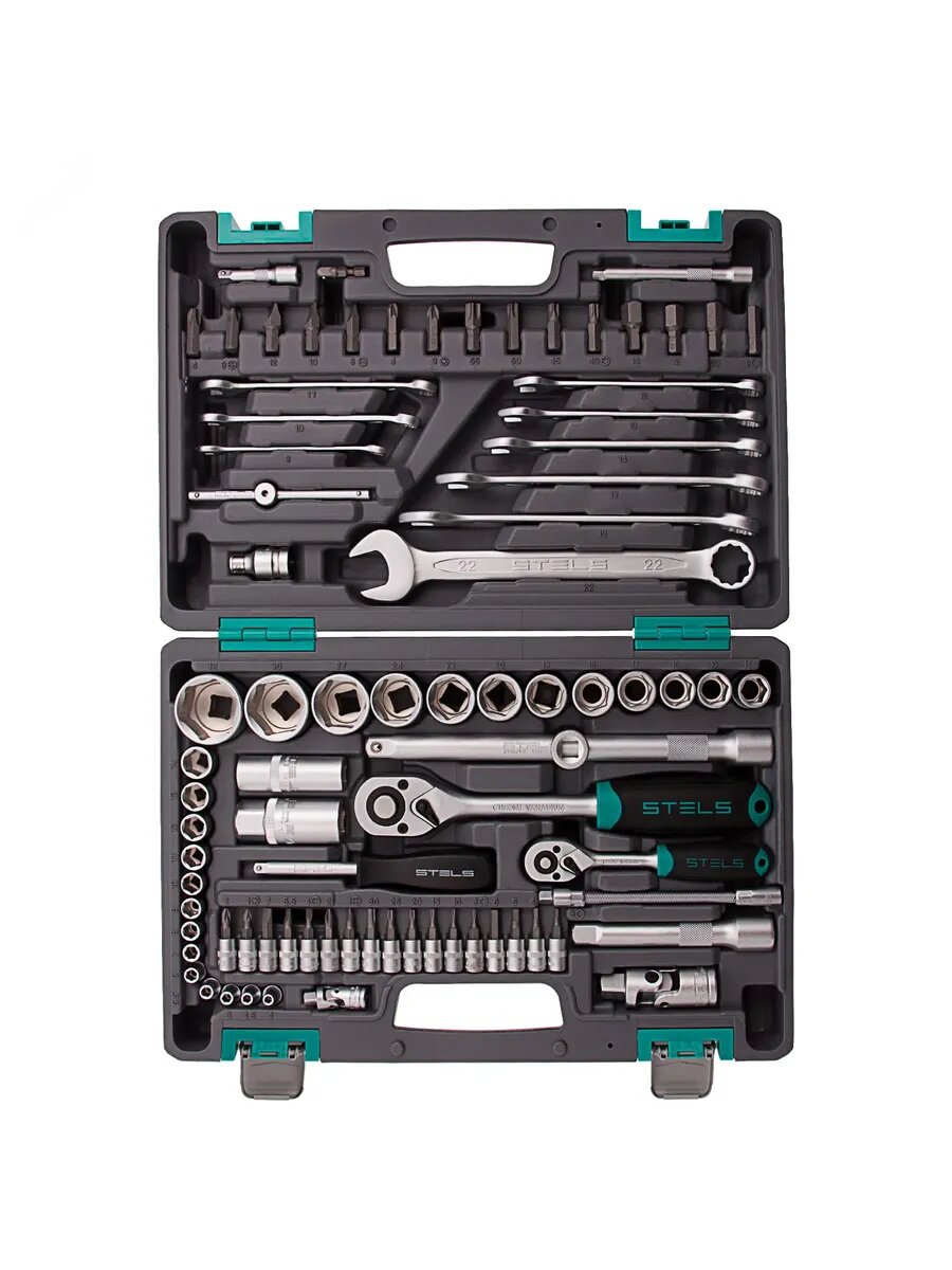 Набор инструментов, 1/2", 1/4", CrV, кейс 82 предм. 14105