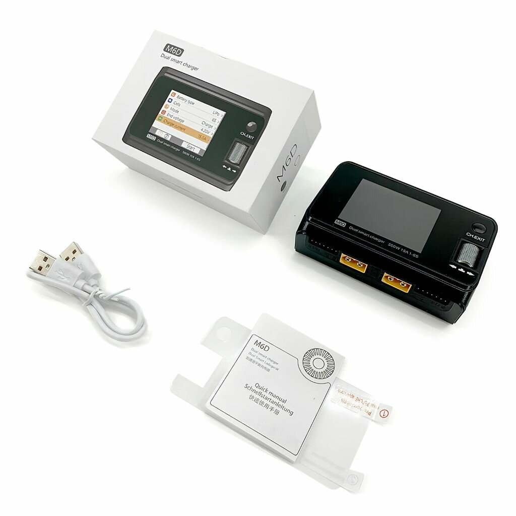 Двухканальные Смарт-Зарядные Устройства Lipo Battery Discharger M6D 500W 15A для 1-6 S