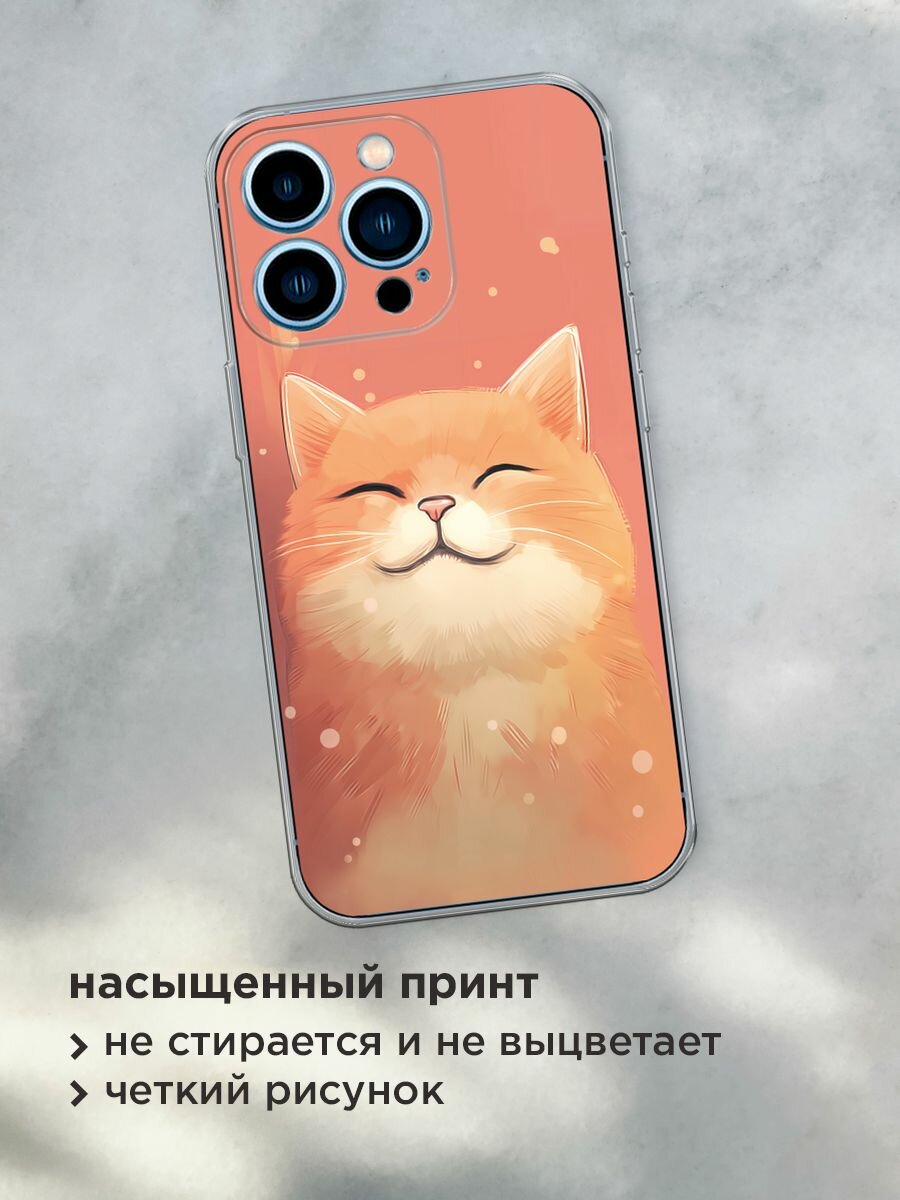 Чехол на Apple iPhone 13 Pro / Айфон 13 Про с принтом "Довольный рыжий котик" — фото 1