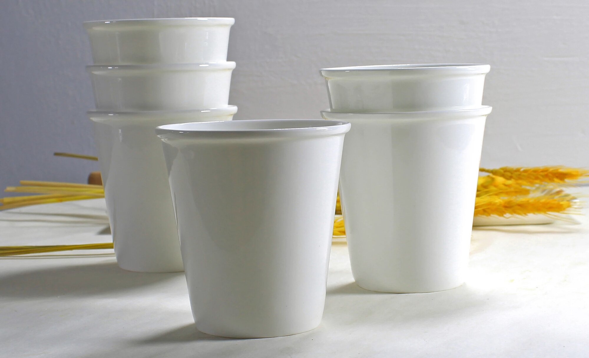 Bacugi костяной фарфор кружки белые 200 мл, 6 шт