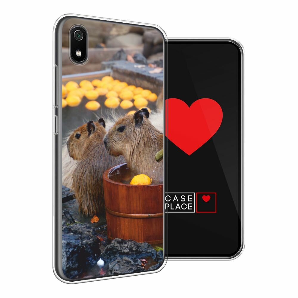 Чехол на Xiaomi Redmi 7A / Сяоми Редми 7А с принтом "Капибары отмокают" — фото 1