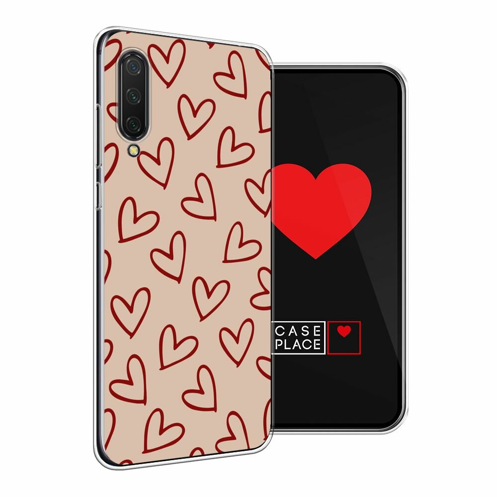 Чехол на Xiaomi Mi CC9/A3 Lite/9 Lite / Сяоми Mi CC9/A3 Lite/9 Lite с принтом "Little hearts doodles 1 - 14 февраля" — фото 1