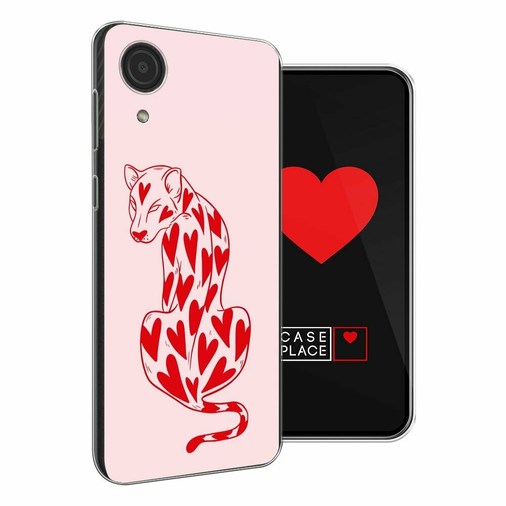 Чехол на Samsung Galaxy A03 Core / Самсунг Галакси А03 Core с принтом "Heart panther 1 - 14 февраля" — фото 1