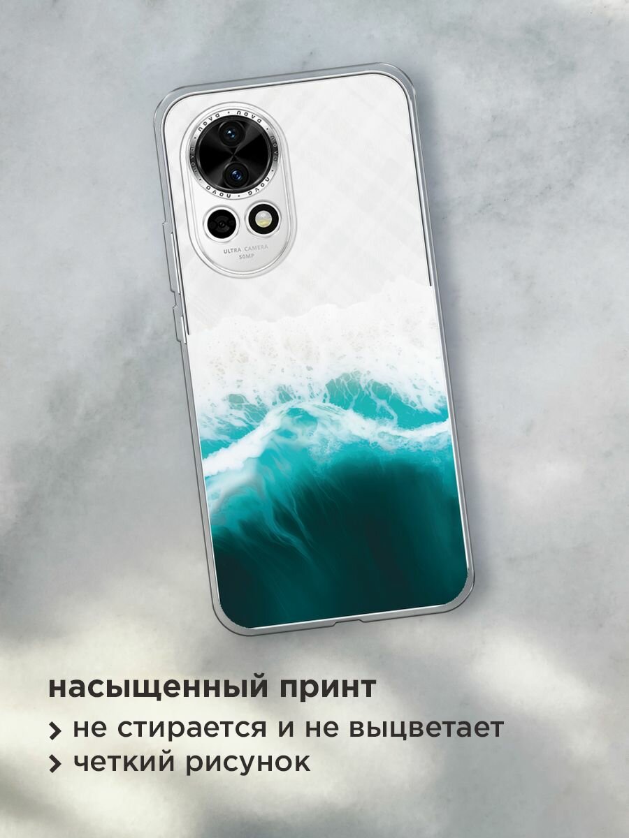 Чехол на Huawei Nova 12/Nova13 / Хуавей Нова 12/Нова 13 с принтом "Большая волна", прозрачный — фото 1