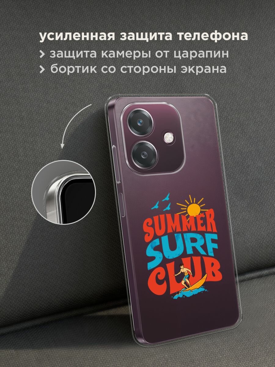 Чехол на Oppo A3/A3x / Оппо А3/A3x с принтом "Summer surf club", прозрачный — фото 1