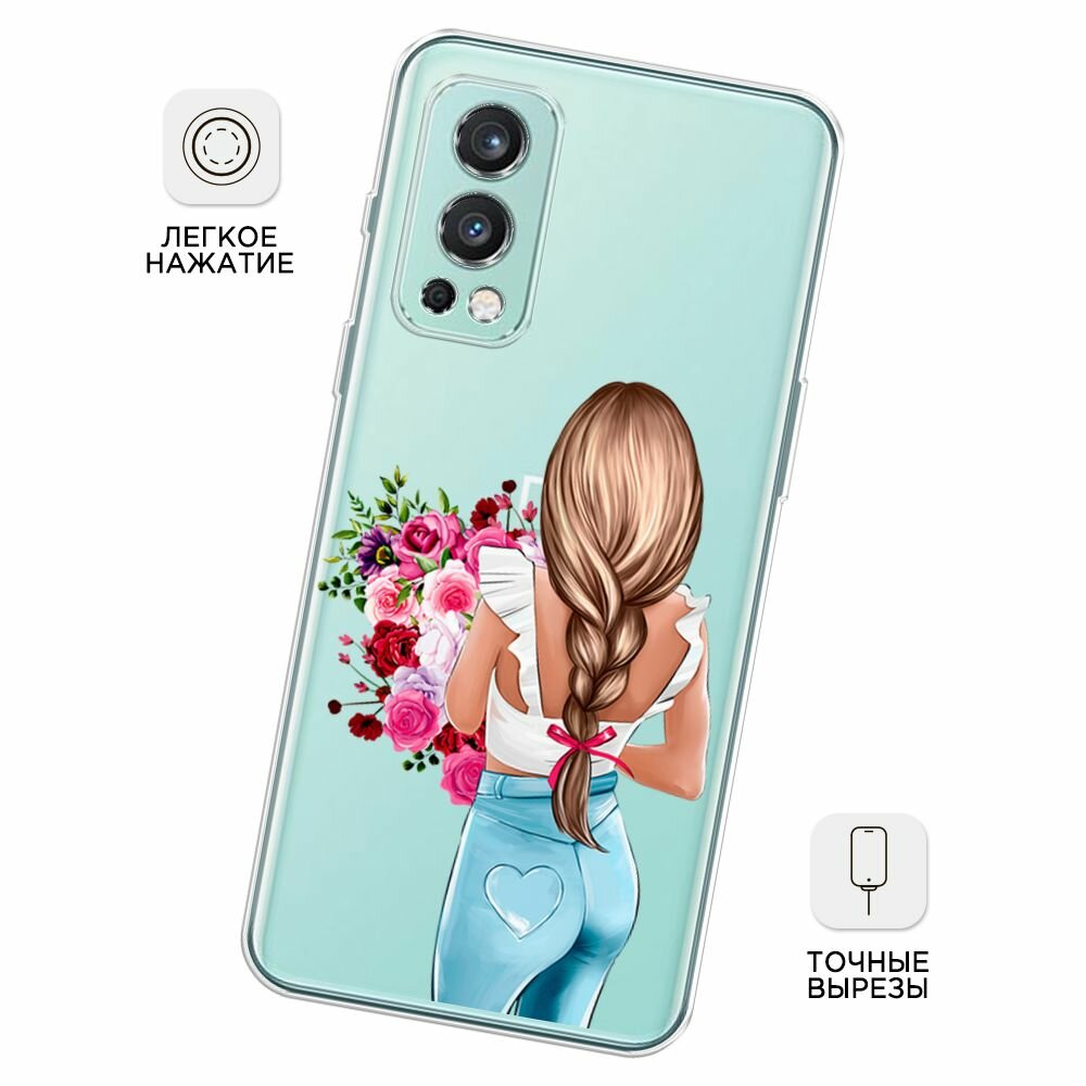 Чехол на OnePlus Nord 2 / ВанПлас Норд 2 с принтом "Букет для девушки", прозрачный — фото 1