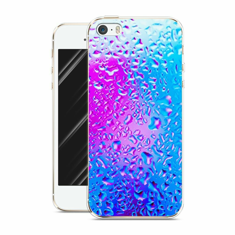 Чехол на Apple iPhone 5/5S/SE / Айфон 5/5S/SE с принтом "Капли на стекле" — фото 1