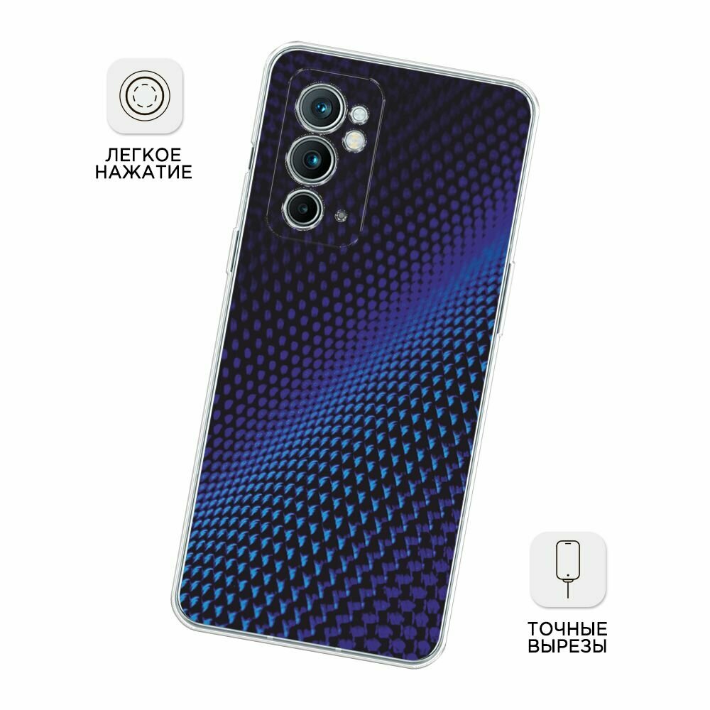 Силиконовый чехол на OnePlus 9RT / ВанПлас 9RT с принтом "Синий карбон" — фото 1
