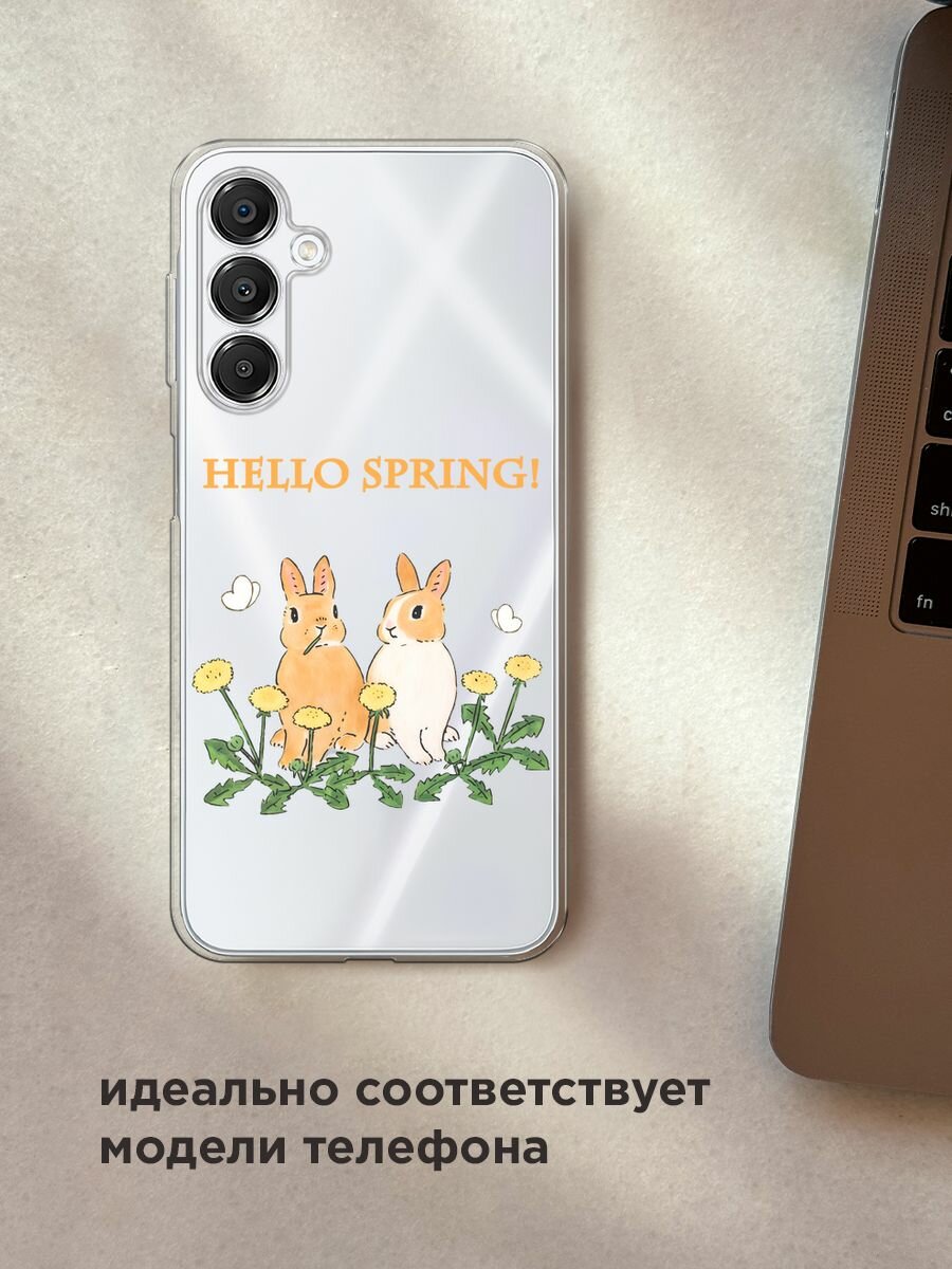 Чехол на Samsung Galaxy A16 / Самсунг А16 с принтом "Весенние кролики", прозрачный — фото 1