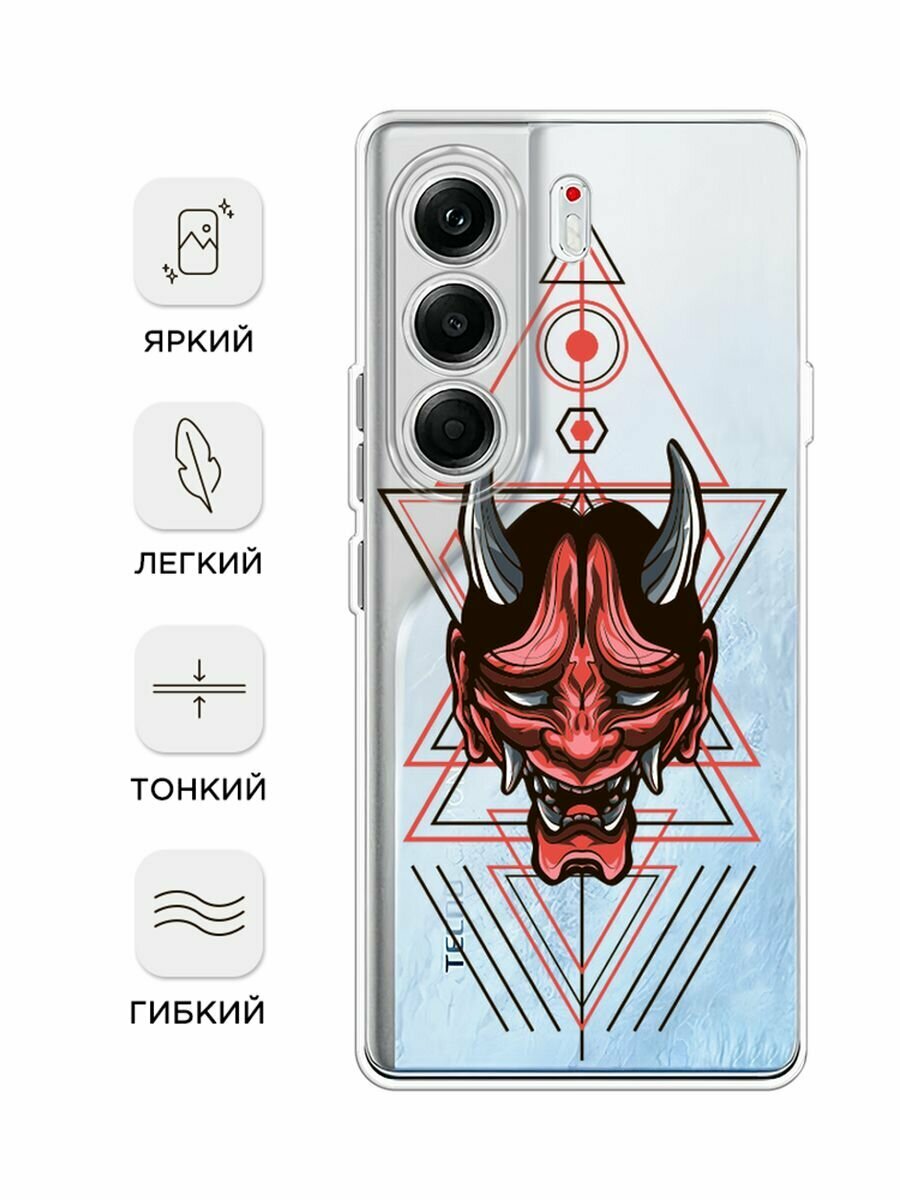 Чехол на Tecno Camon 40 Pro / Текно Камон 40 Про с принтом Hanya Oni mask, прозрачный — фото 1