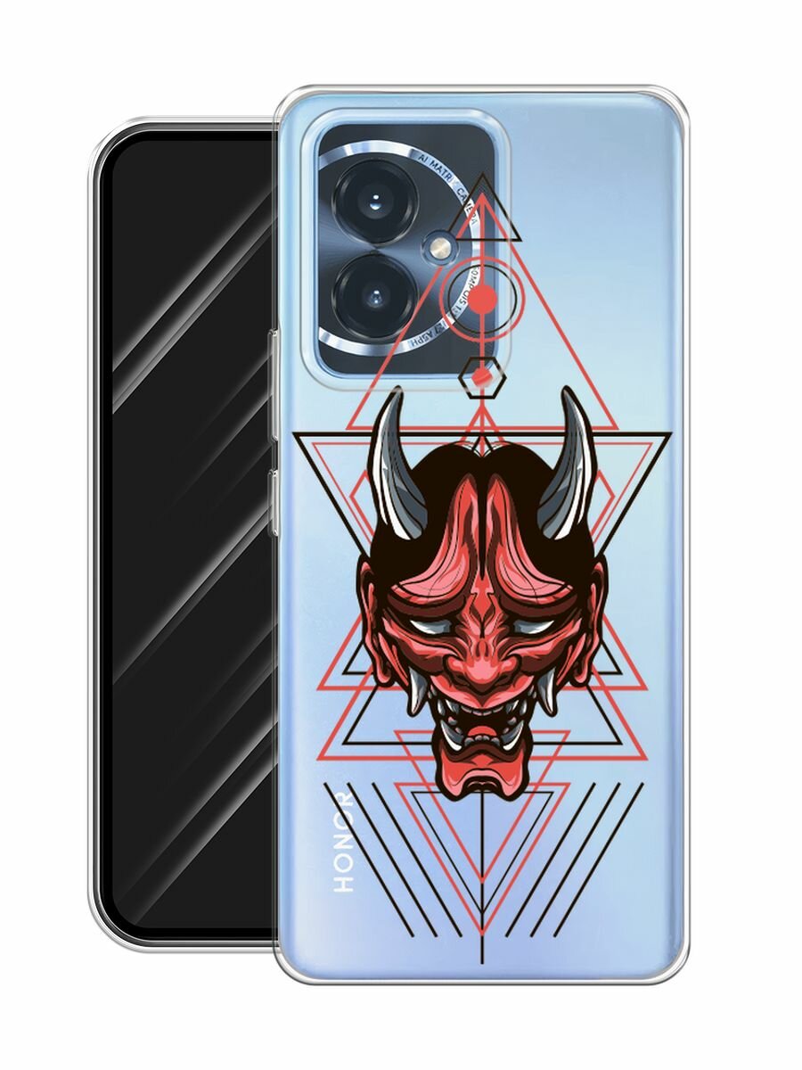 Чехол на Honor 100 / Хонор 100 с принтом Hanya Oni mask, прозрачный — фото 1