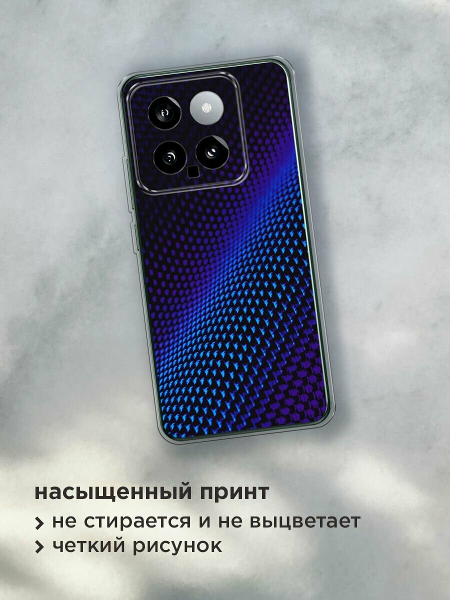 Силиконовый чехол на Xiaomi 14 / Сяоми 14 с принтом "Синий карбон" — фото 1