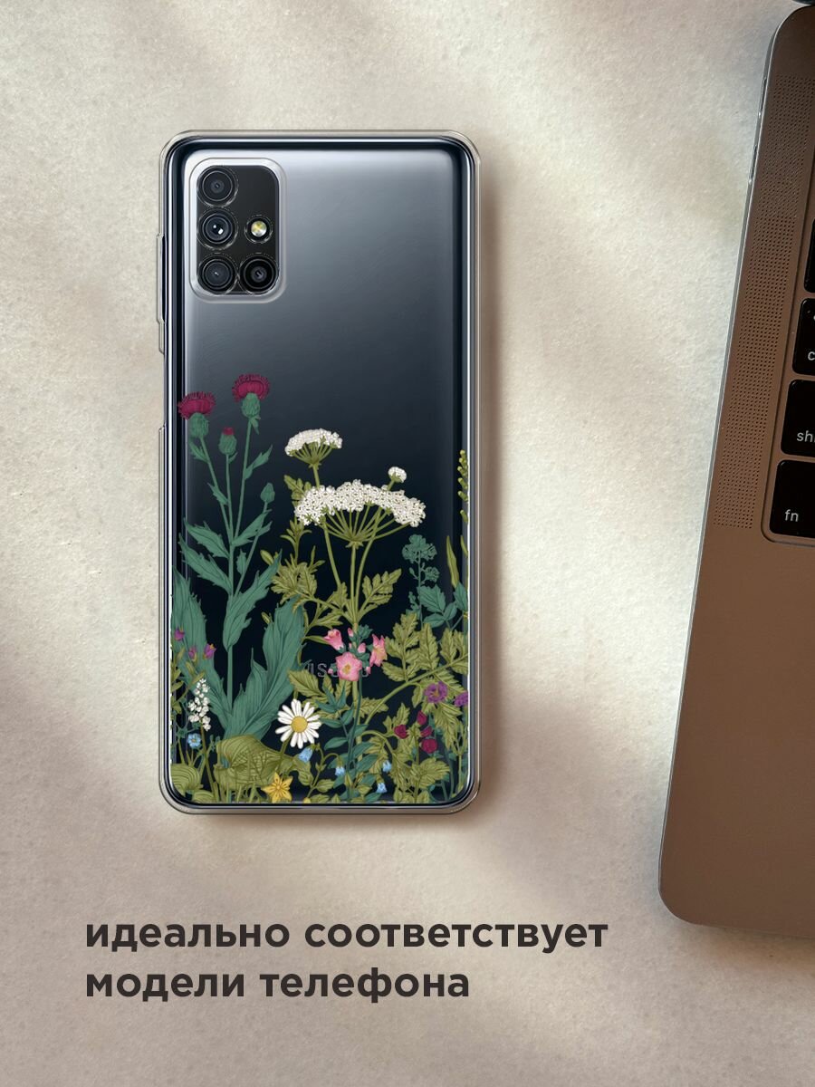 Чехол на Samsung Galaxy M31s / Самсунг Галакси M31s с принтом "Дикие полевые цветы", прозрачный — фото 1