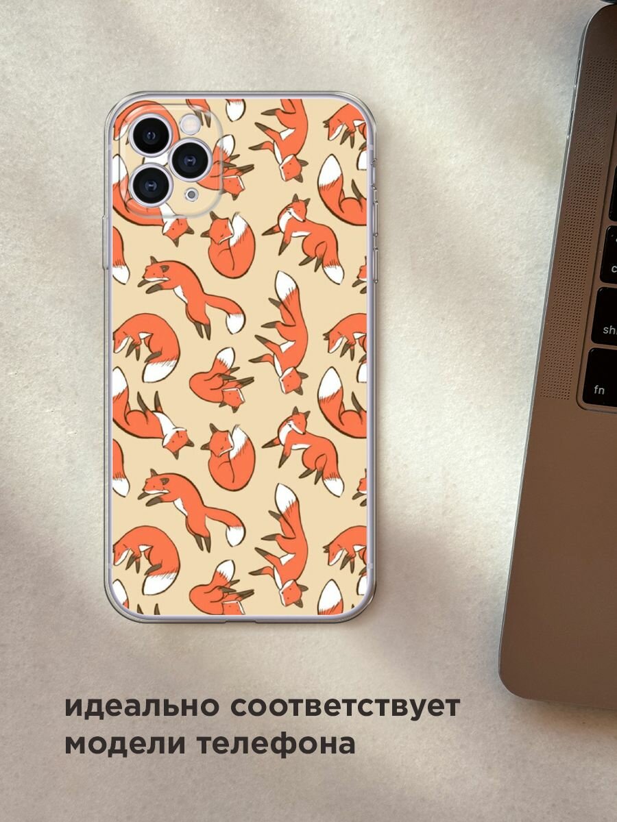 Чехол на Apple iPhone 11 Pro / Айфон 11 Про с принтом "Лисички фон" — фото 1