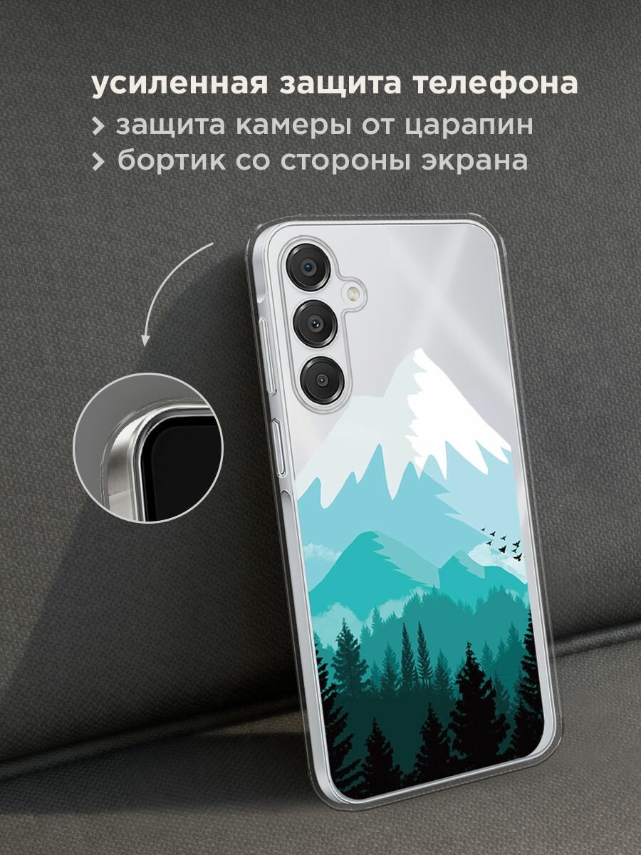 Чехол на Samsung Galaxy A16 / Самсунг А16 с принтом "Синяя снежная гора", прозрачный — фото 1
