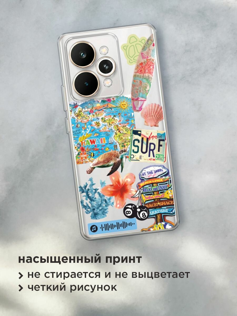 Чехол на Realme 15 Pro / Реалми 15 Про с принтом "Summer collage", прозрачный — фото 1