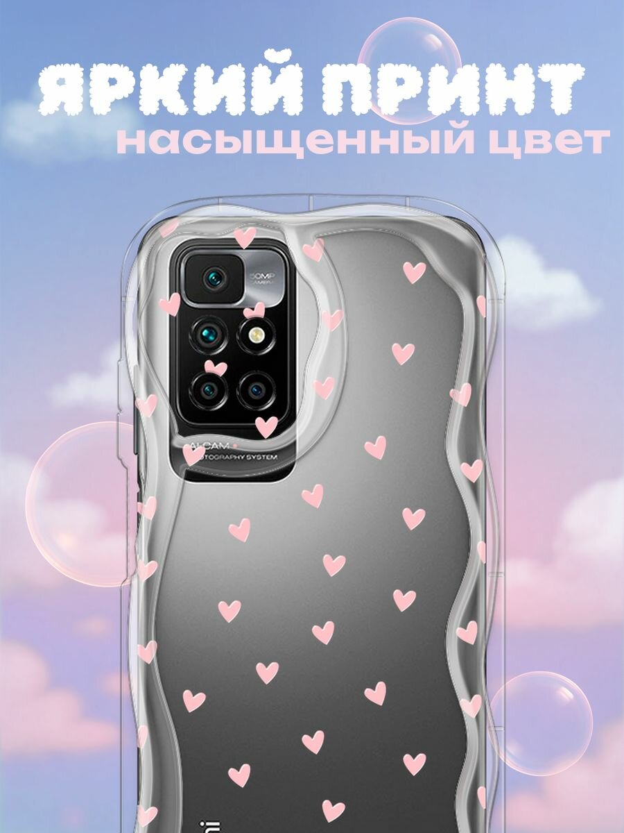 Чехол на Xiaomi Redmi 10 / Редми 10 с принтом Маленькие нежные сердечки — фото 1
