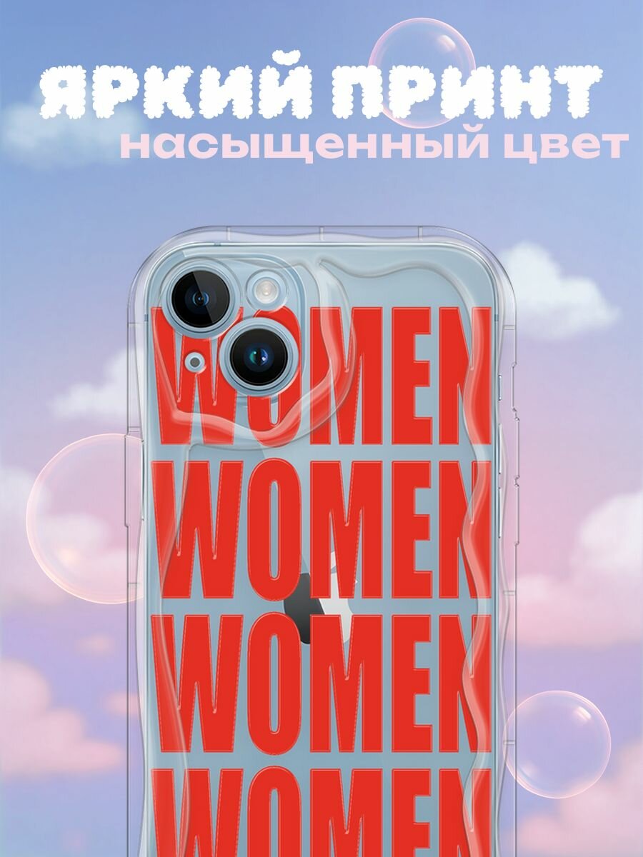 Чехол на Apple iPhone 14 / Айфон 14 с принтом WOMEN 3, прозрачный — фото 1