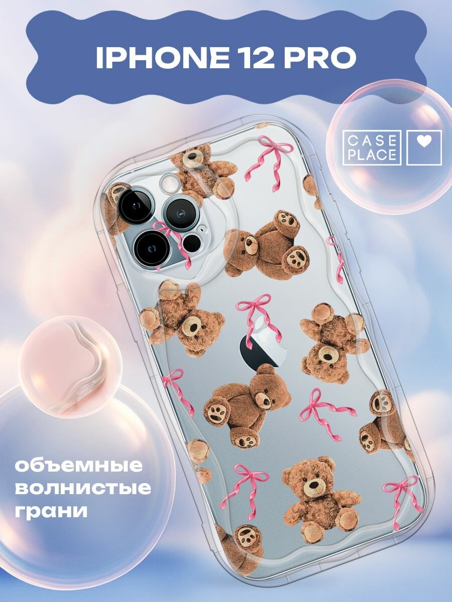 Чехол на Apple iPhone 12/12 Pro / Айфон 12/12 Pro с принтом "Мишки и бантики"