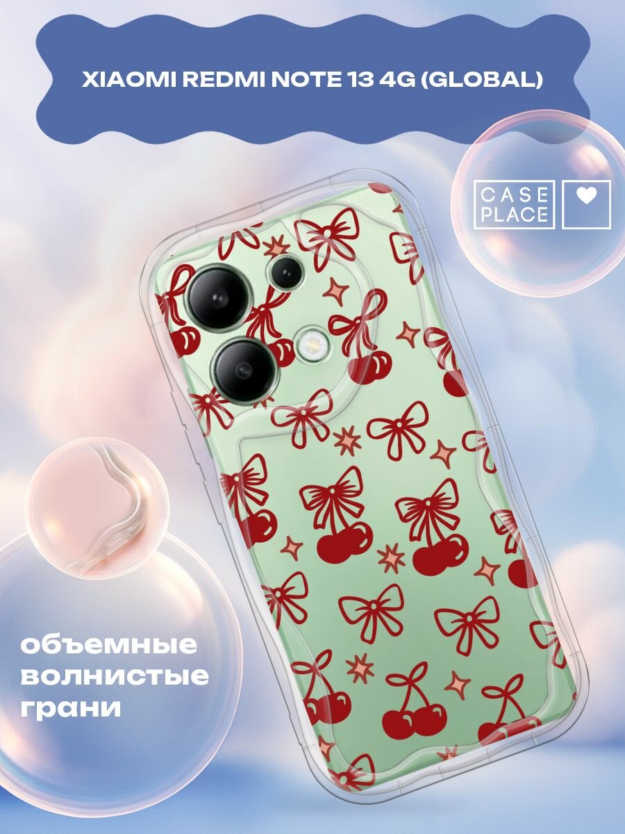 Чехол на Xiaomi Redmi Note 13 4G (Global) / Редми Нот 13 4G с принтом "Вишня с бантиком"