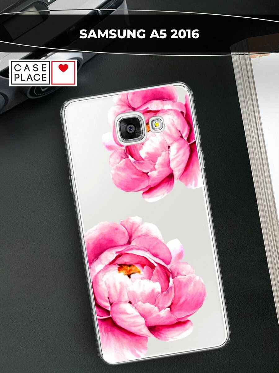 Чехол на Samsung Galaxy A5 2016 / Самсунг Галакси А5 2016 с принтом "Open peonies", прозрачный