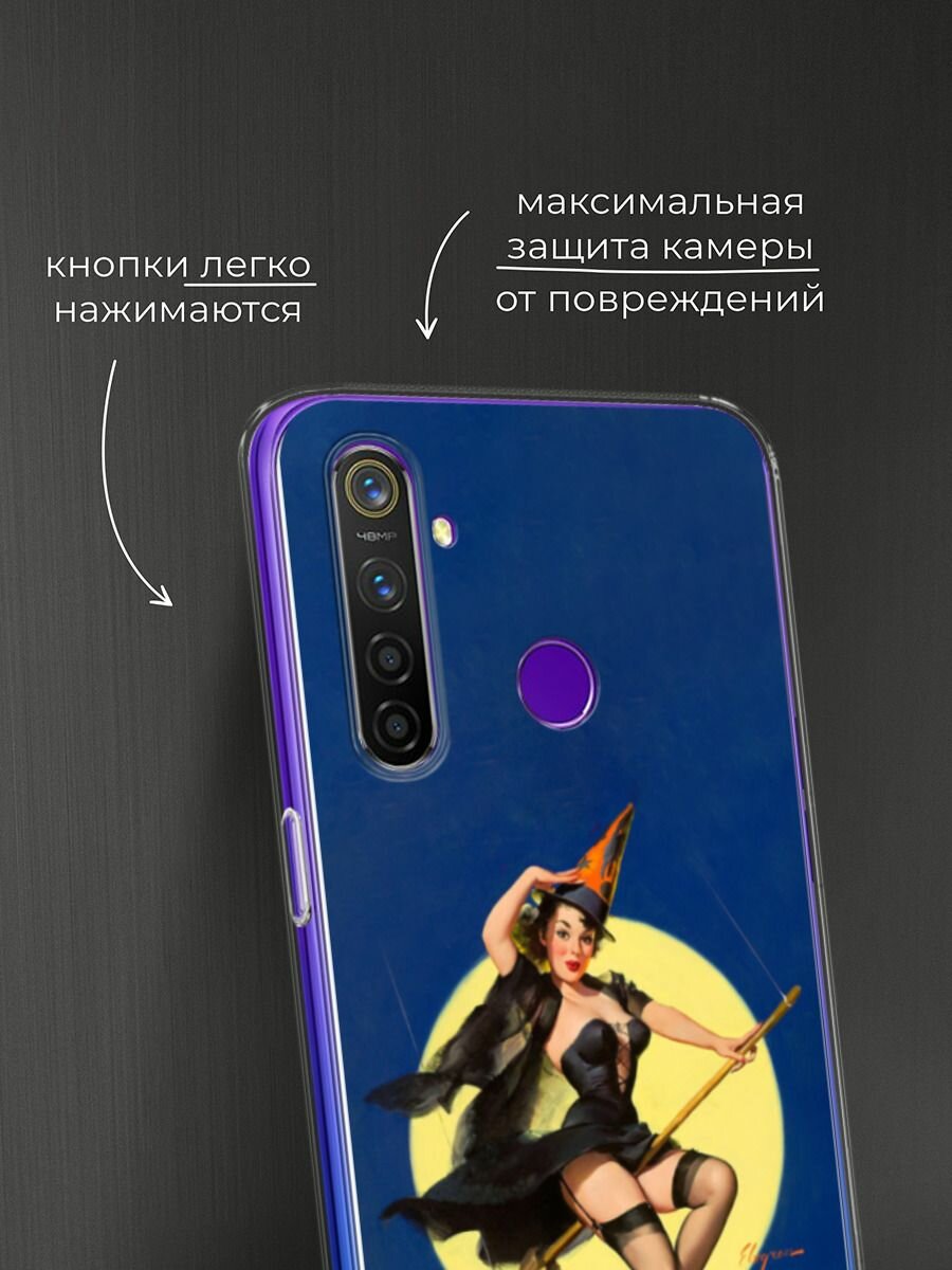 Чехол на Realme 5 Pro / Реалми 5 Про с принтом "Pin-Up Witch" — фото 1
