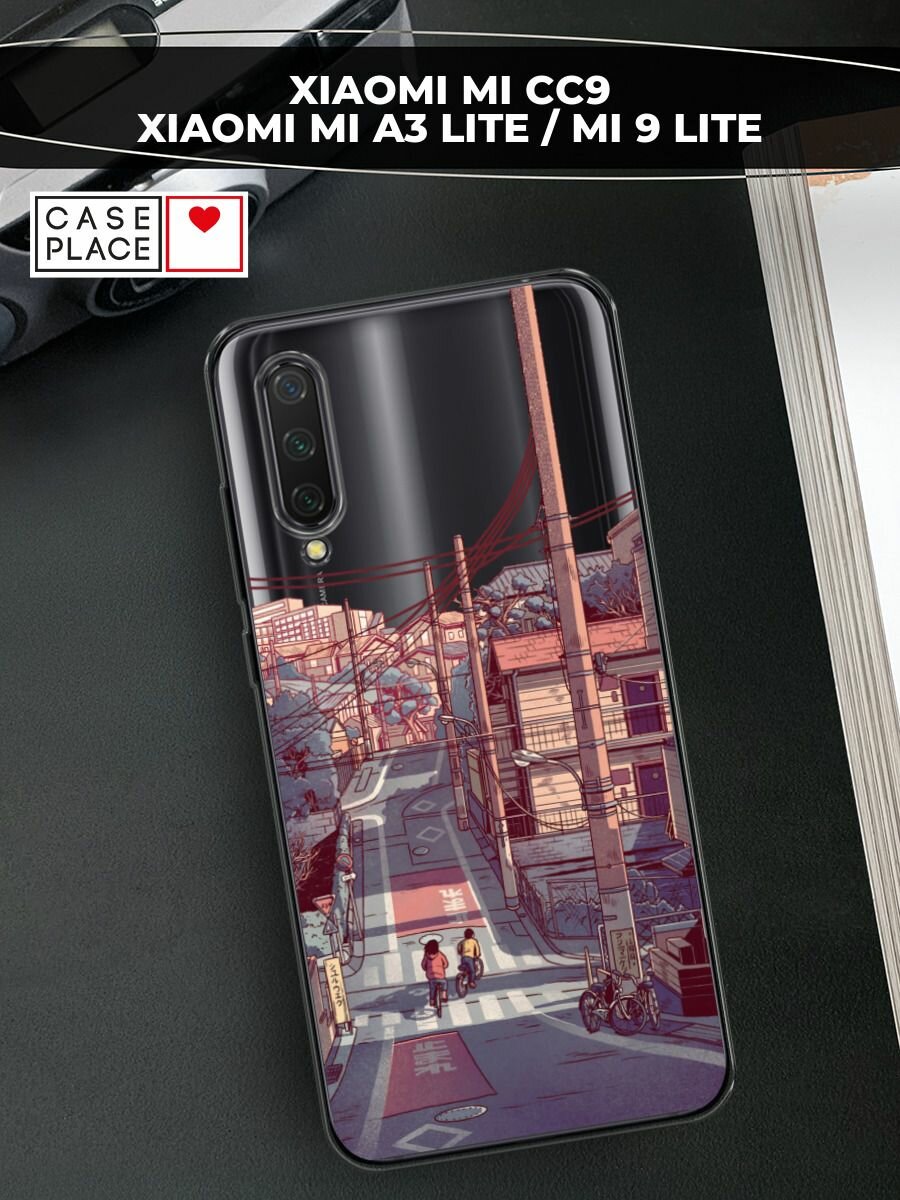 Чехол на Xiaomi Mi CC9/A3 Lite/9 Lite / Сяоми Mi CC9/A3 Lite/9 Lite с принтом "Закат на японской улице", прозрачный