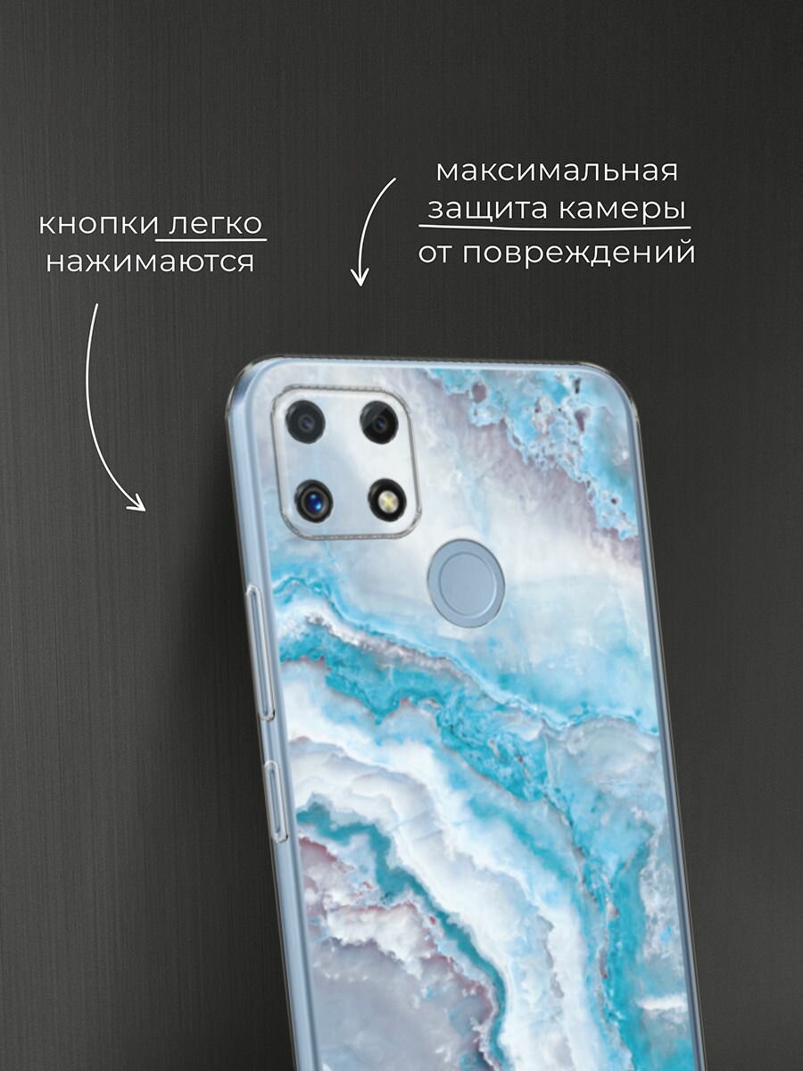 Чехол на Realme C25/C25s / Реалми С25/C25s с принтом "Нежно-голубой мрамор" — фото 1